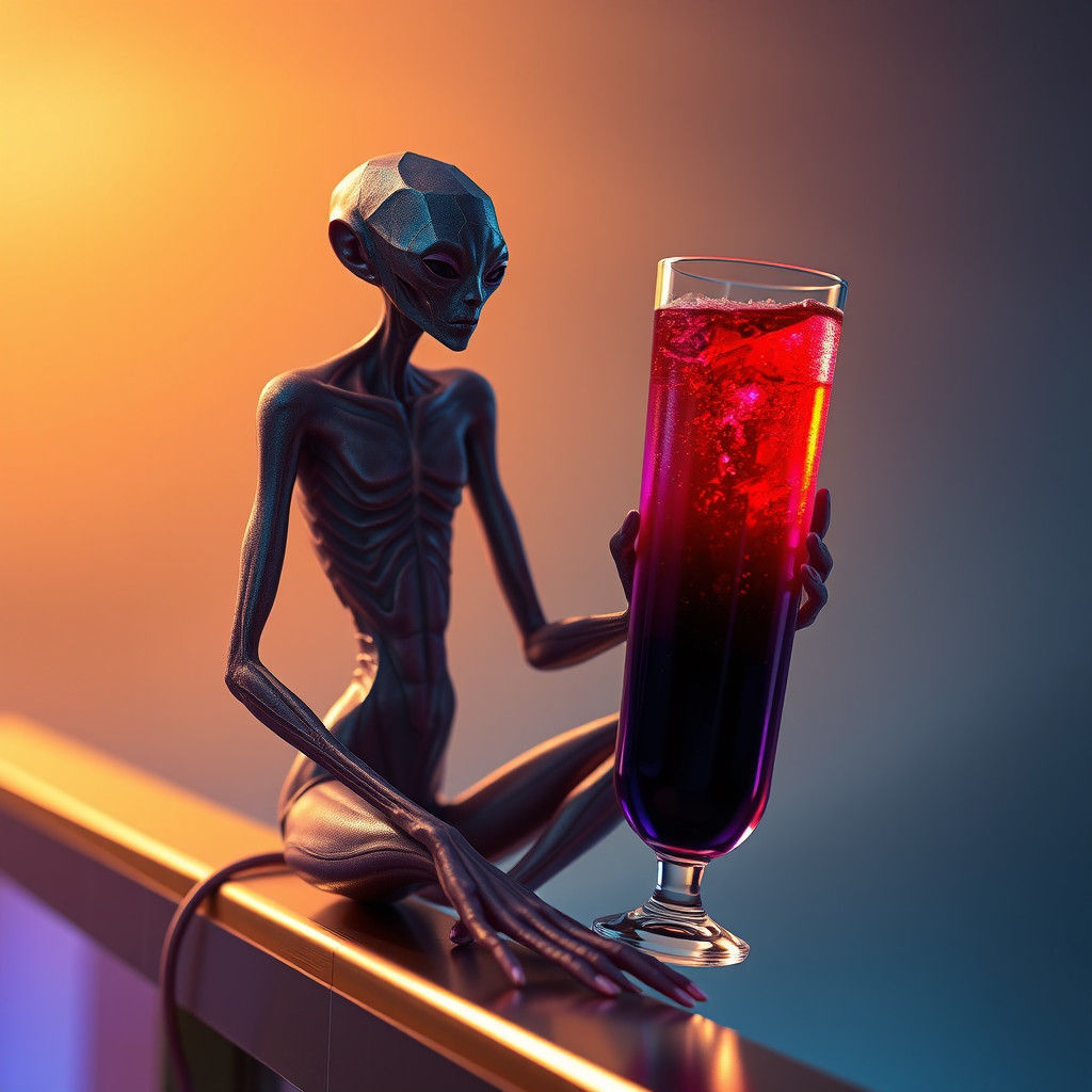 An alien drinking - An alien drinking