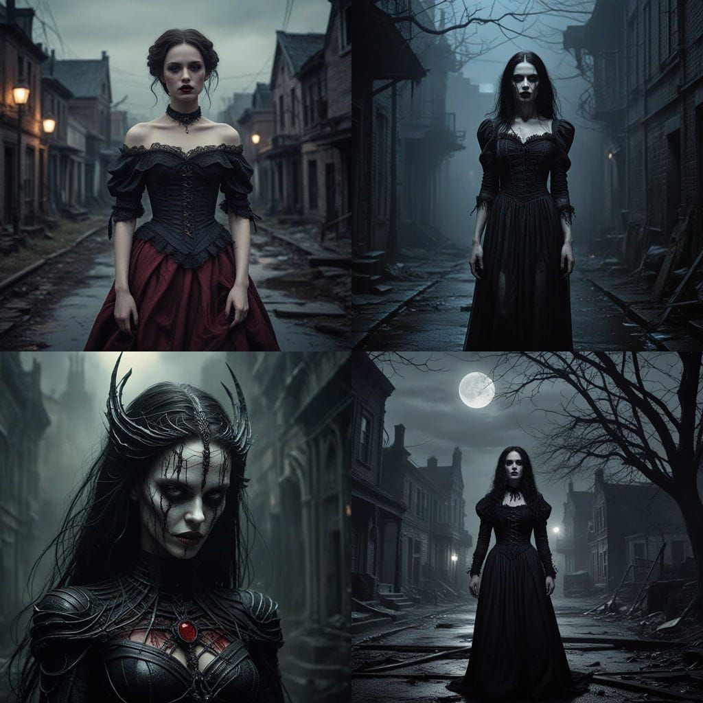 Ethereal Gothic Vampire Maiden Emerges from Abando... - AI Art