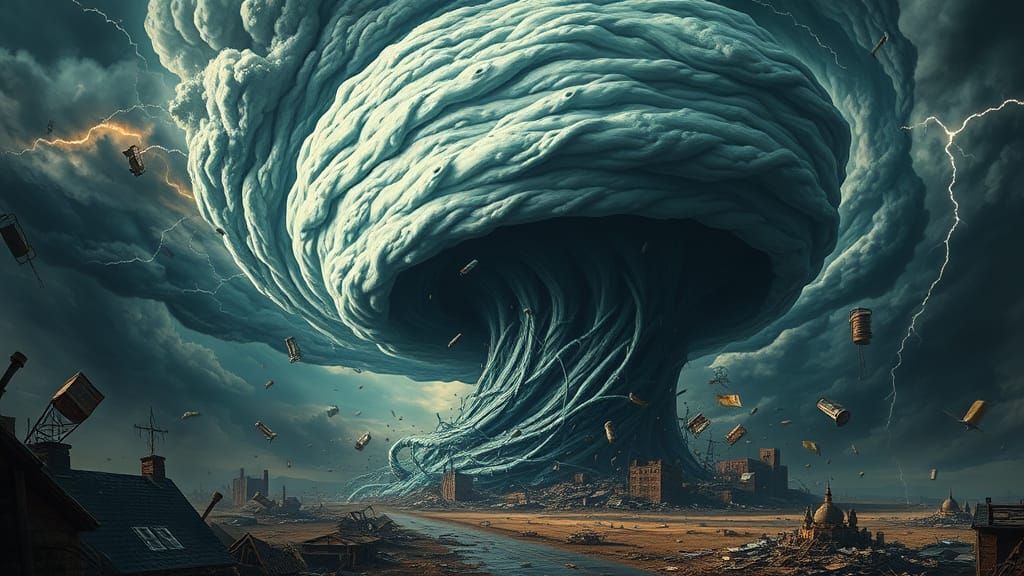 Surreal Cyclone Unleashes Hyper-Realistic Destruct... - AI Art