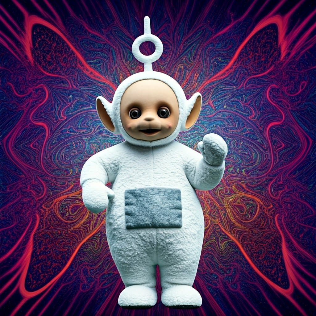 Vibrant Teletubby in Fantastical Jumpsuit and W-Sh... - AI Art