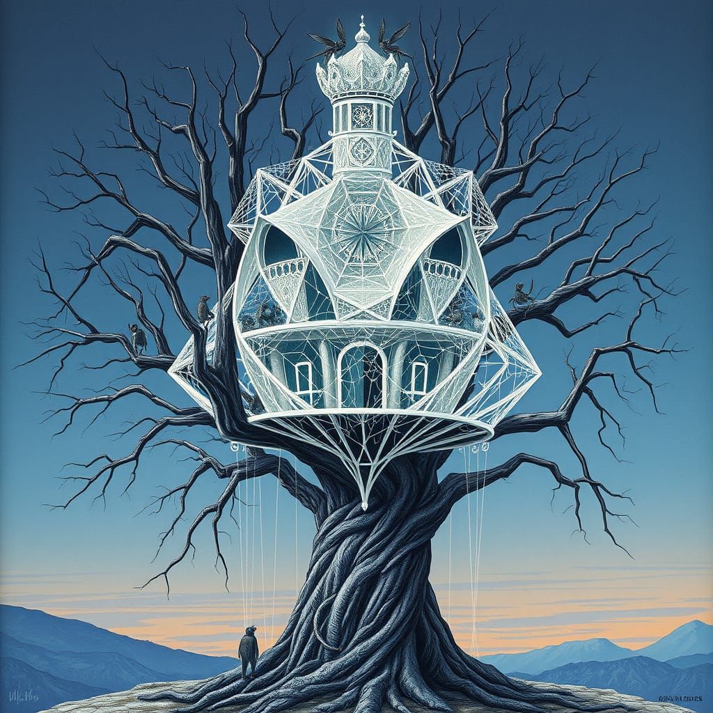 spider house - Ethereal Spider Treehouse in Whimsical Evenin...