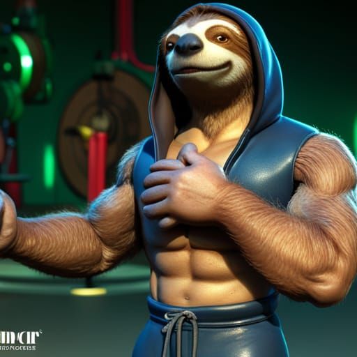A bouncer(((sloths🦥 ))) bodybuilder on anabolic with a hooded ...