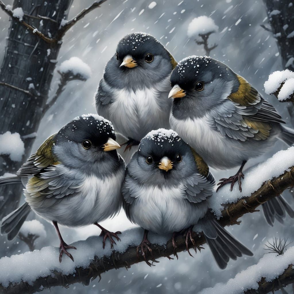 black-eyed juncos huddle together - Cute Black-Eyed Juncos ...