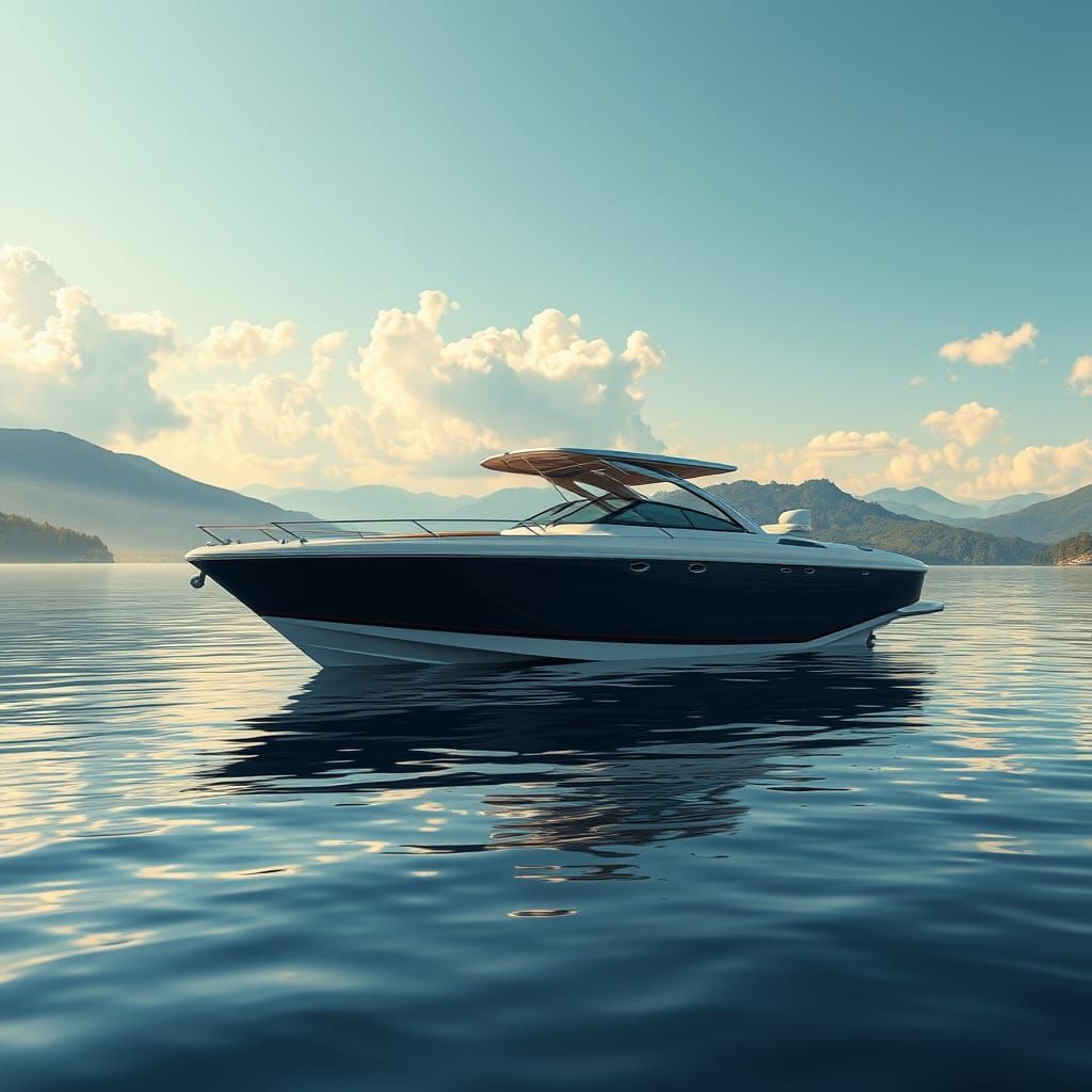 Sleek Rayglass 2500 Boat Majestically Anchored on ... - AI Art