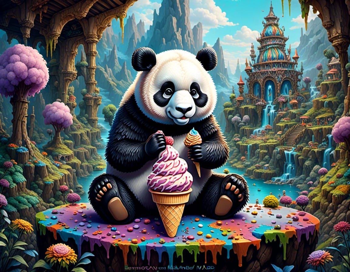 Ice cream loving Panda bear - AI Generated Artwork - NightCafe Creator