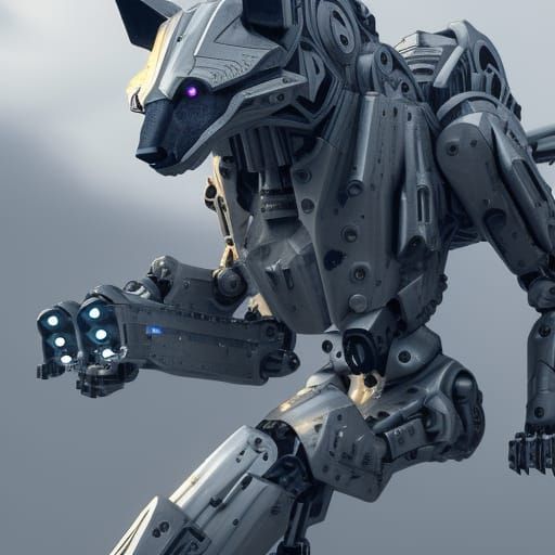 Titanium Wolf Mech - AI Generated Artwork - NightCafe Creator