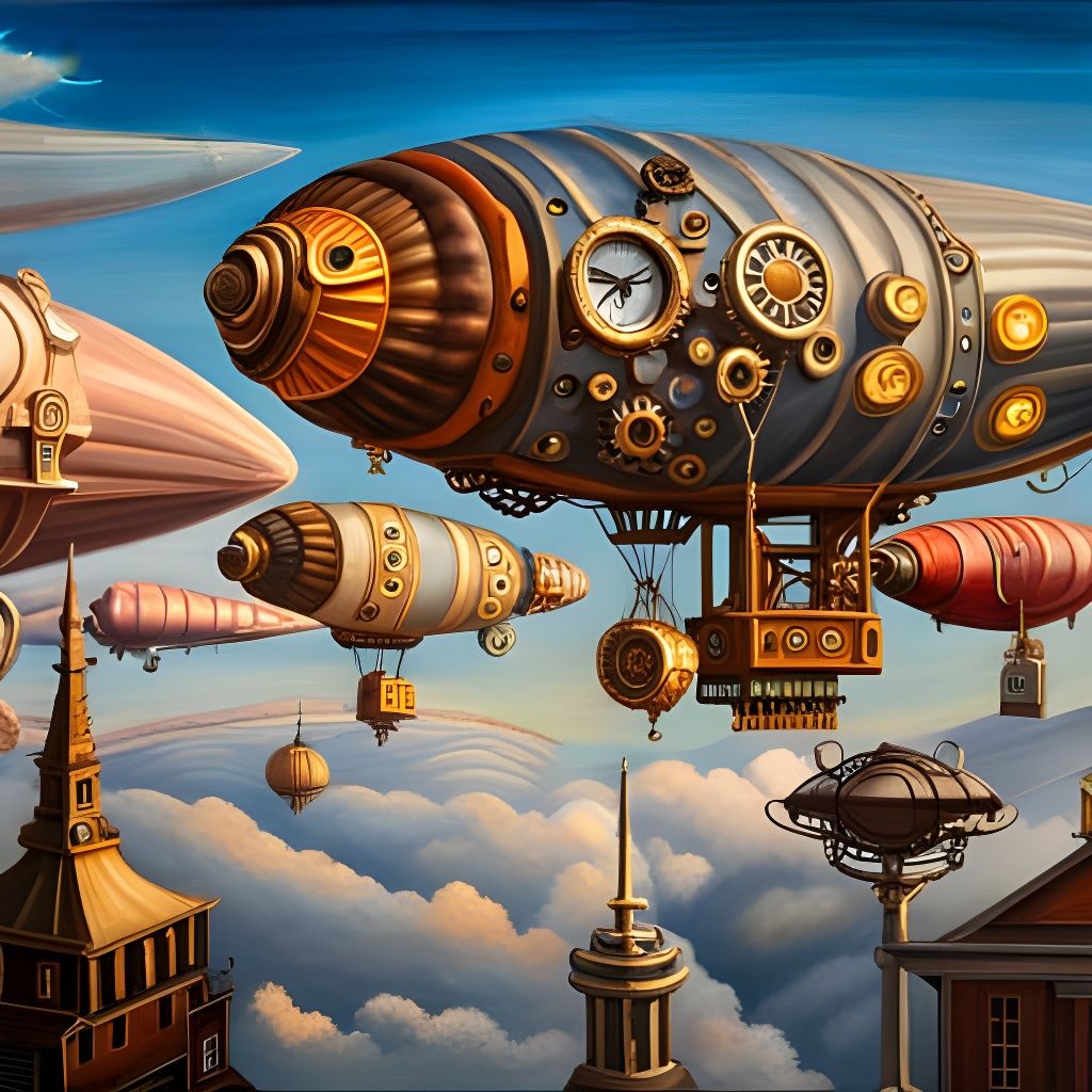 Steampunk blimps - AI Generated Artwork - NightCafe Creator