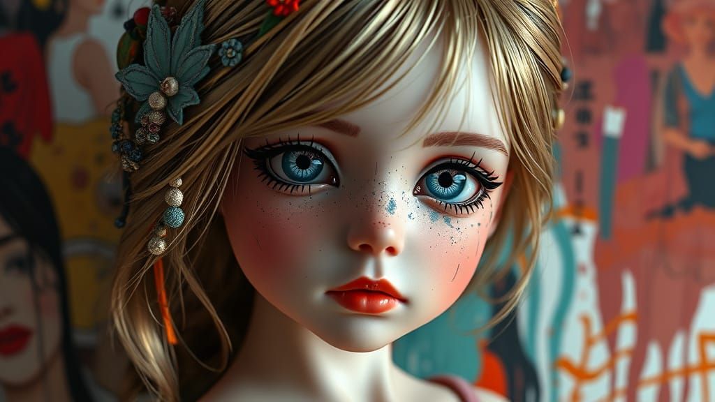 Hyperrealistic BJD Doll Portrait with Surreal Expr... - AI Art