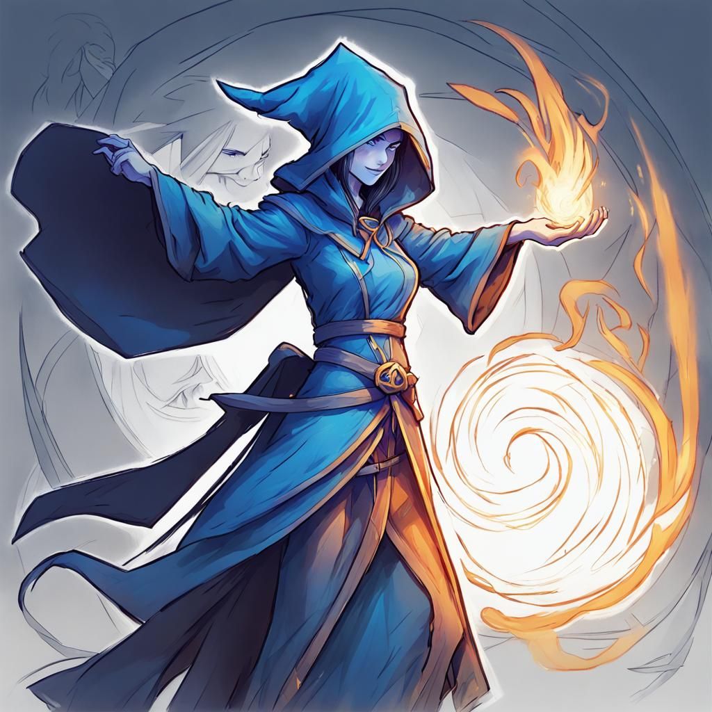 Blue Mage - Fireball - AI Generated Artwork - NightCafe Creator