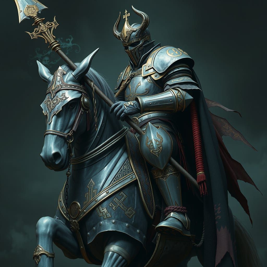 Regal, Haunted Suit of Armor Rides Spectral Steed ... - AI Art