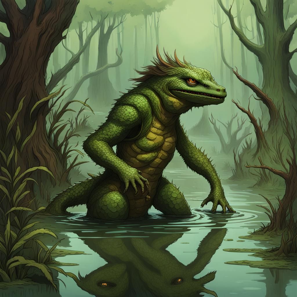 Prowling Lizardman - AI Generated Artwork - NightCafe Creator
