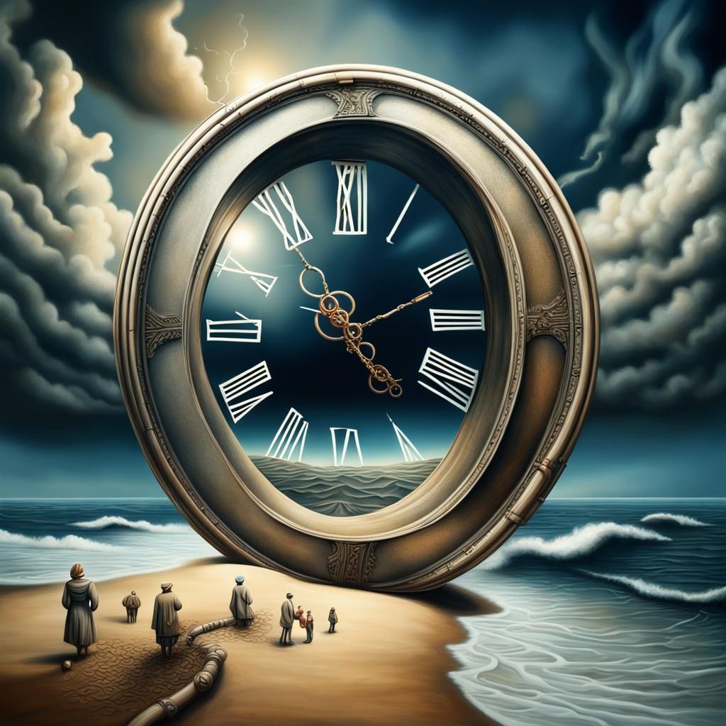 Surrealist painting depicting the passage of time - AI Generated ...