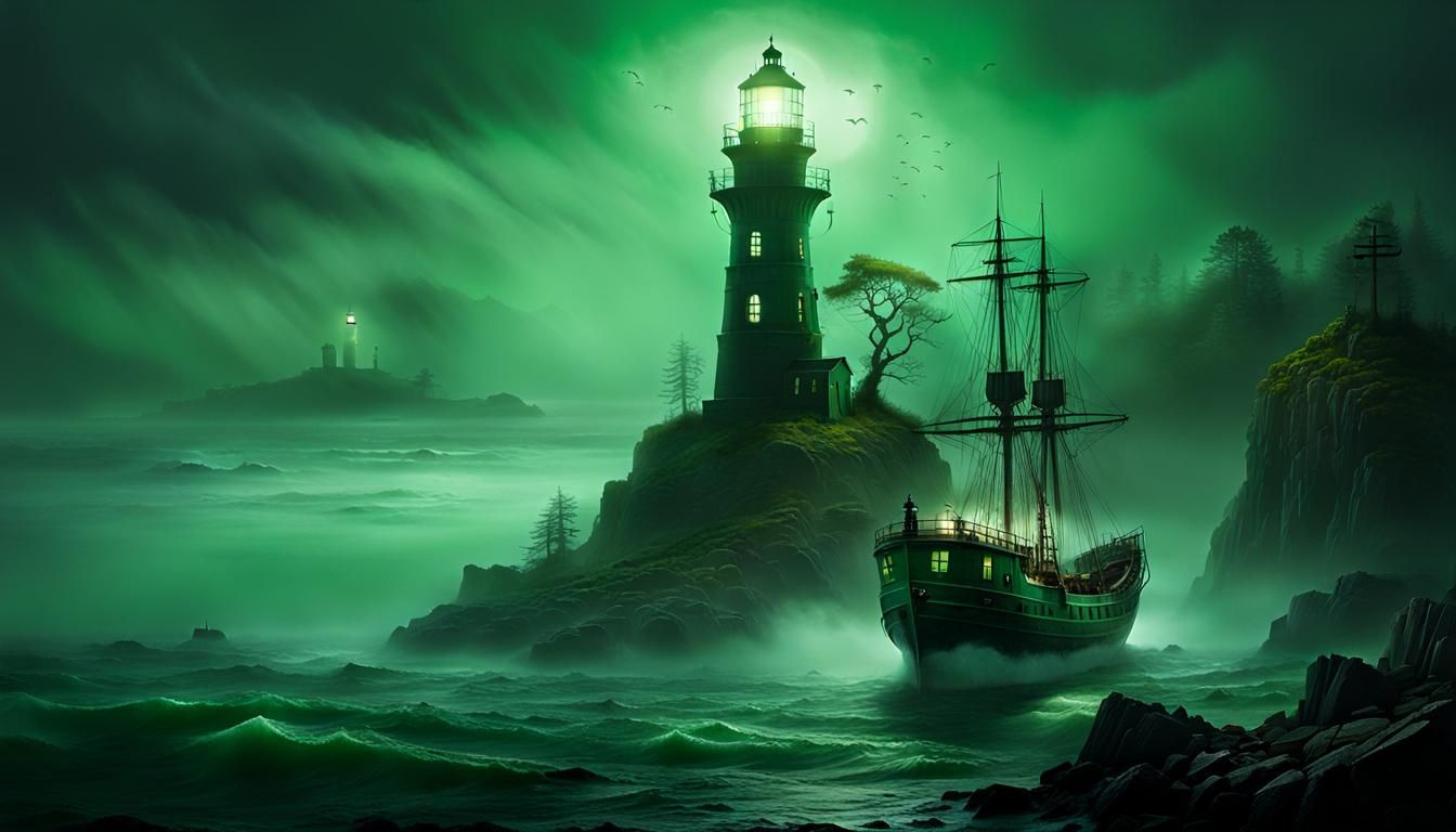 Beautiful and fascinating night landscape💚 - AI Generated Artwork ...