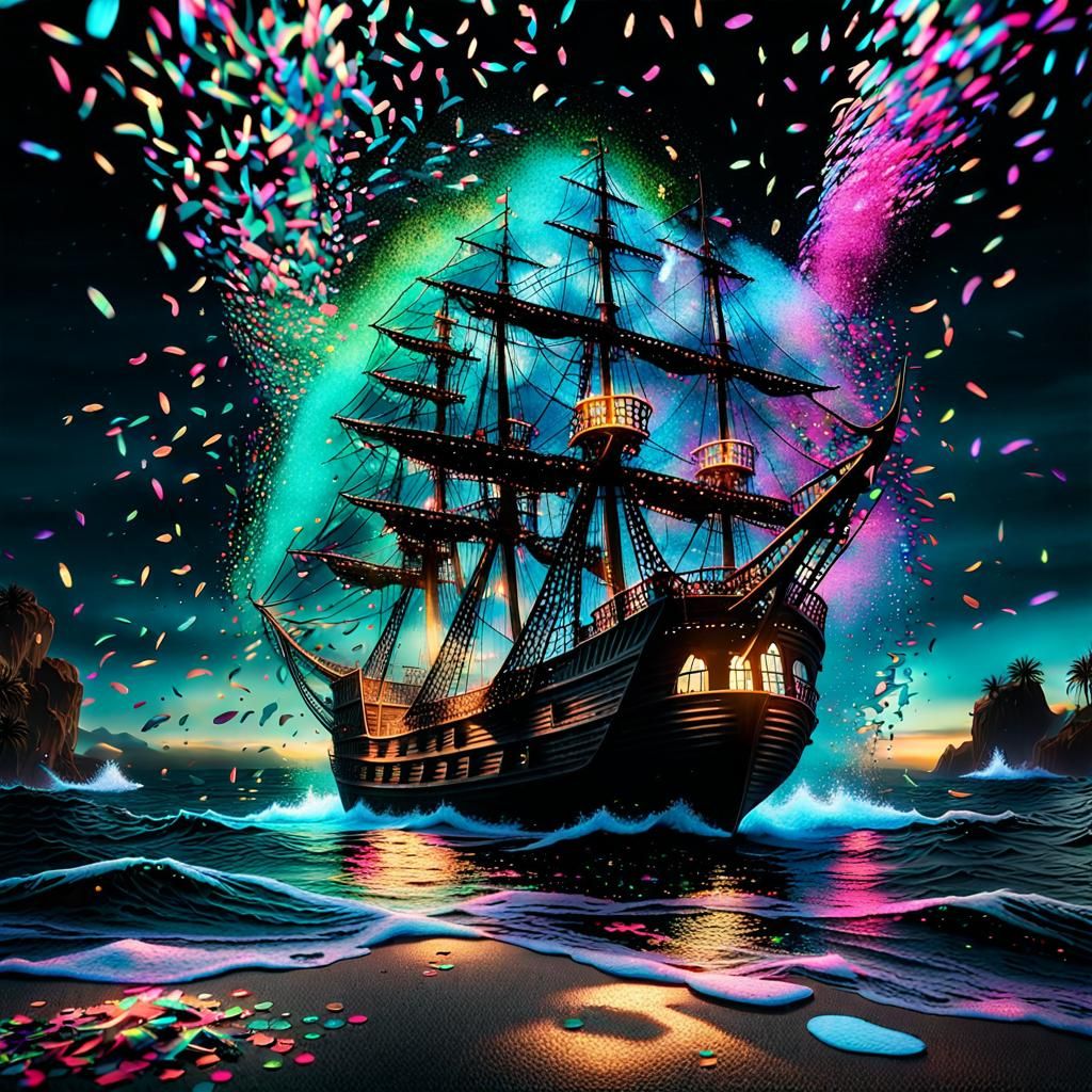 Confetti Rain On a Ship - AI Generated Artwork - NightCafe Creator