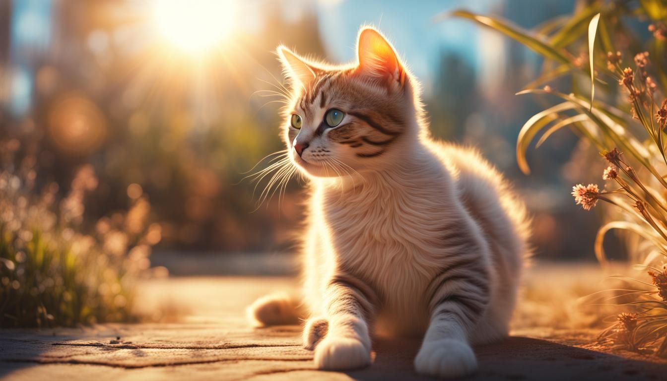 A cute cat in the sun! colorful complex beautiful sunny spiraling ...