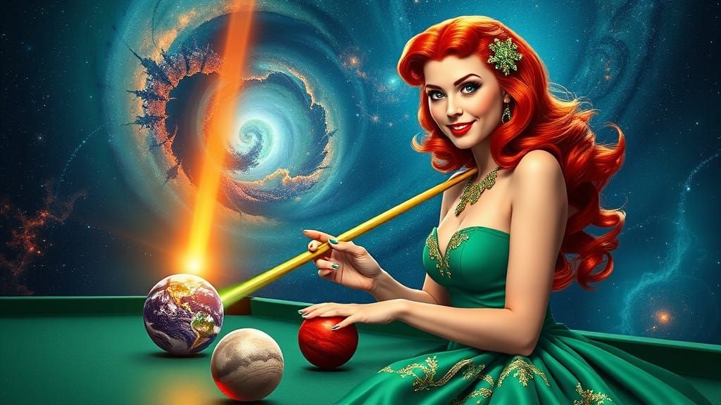 Surrealist Goddess Plays Cosmic Billiards on the M... - AI Art