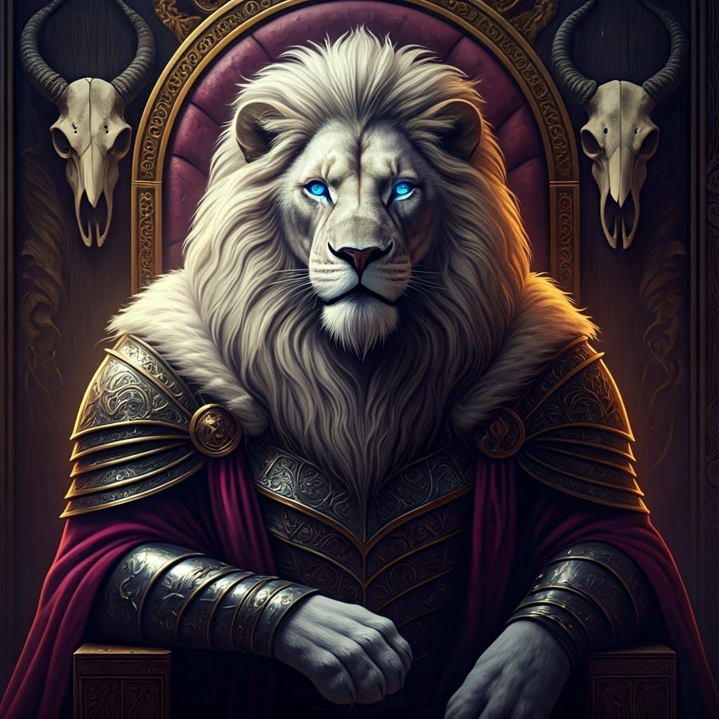 Majestic Lion King in Dark Fantasy Royale - AI Art
