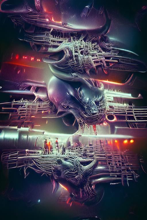 Alien space station by Beeple and Vincent Di Fate 3D digital ...