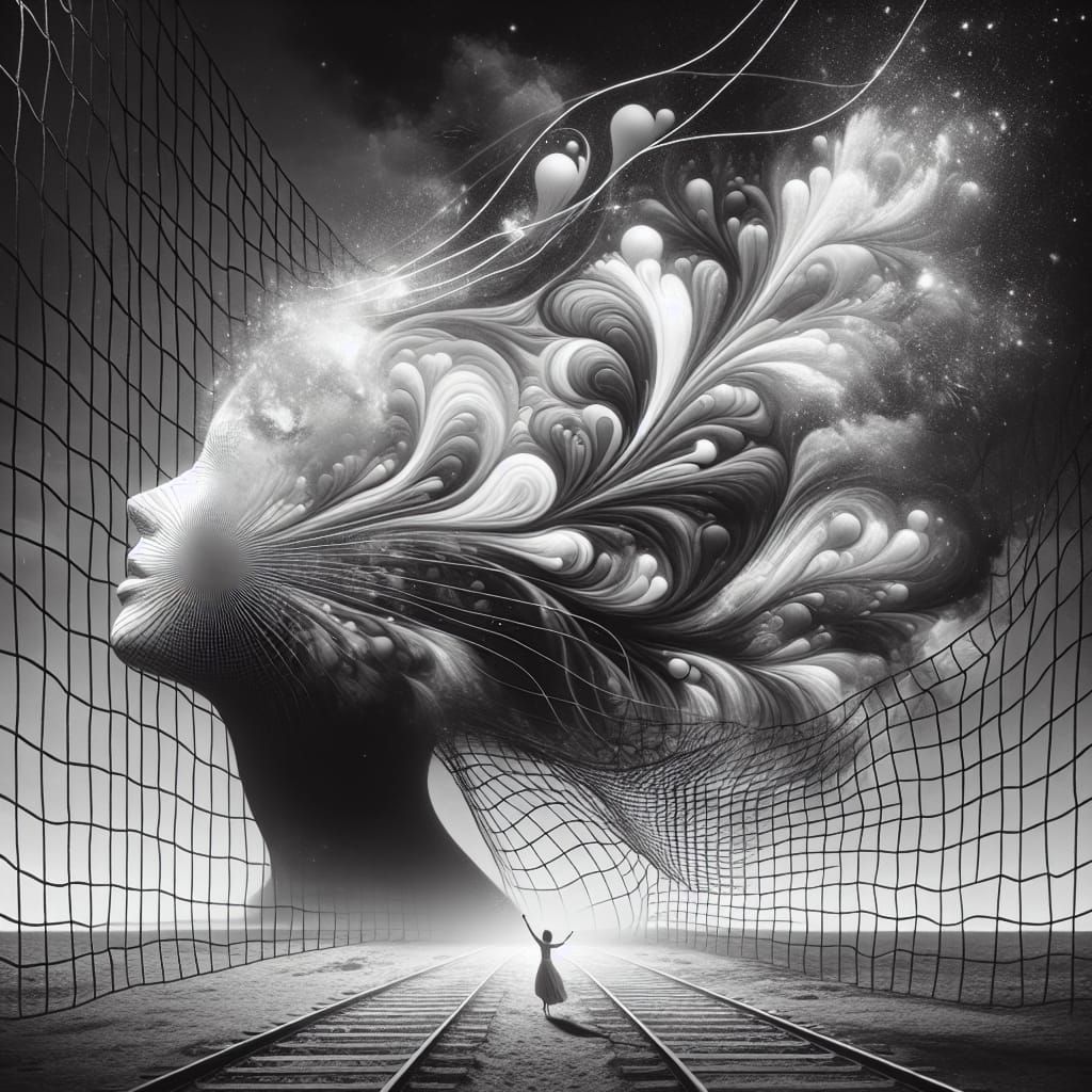 Black and white photography The nets of conformity can not contain the ...