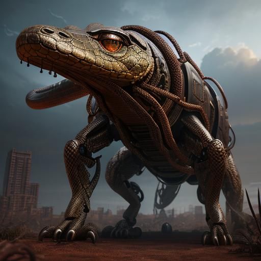 Mechanized desert lizard - AI Generated Artwork - NightCafe Creator
