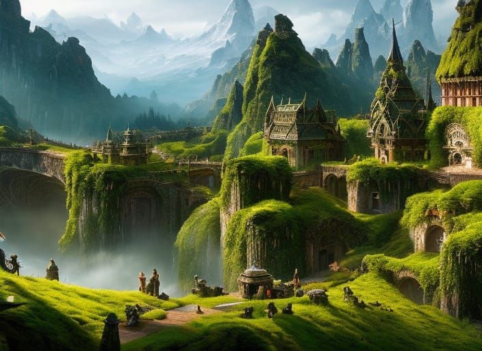 Elven fantasy landscape - AI Generated Artwork - NightCafe Creator