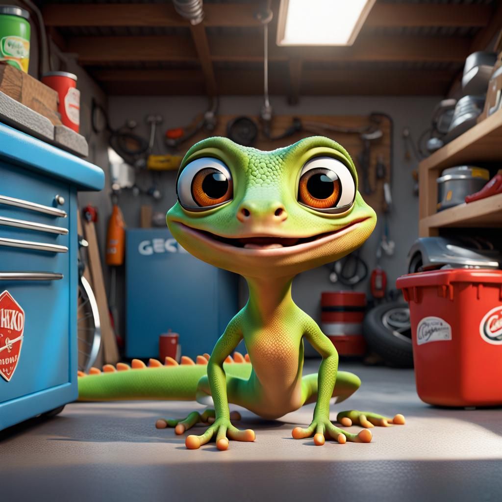 Gecko in a Garage - AI Generated Artwork - NightCafe Creator