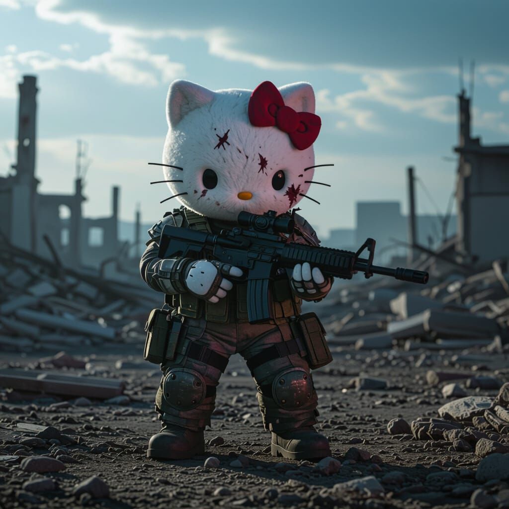 Commando Hello Kitty - Hello Kitty as Apocalypse Warrior: Ci...