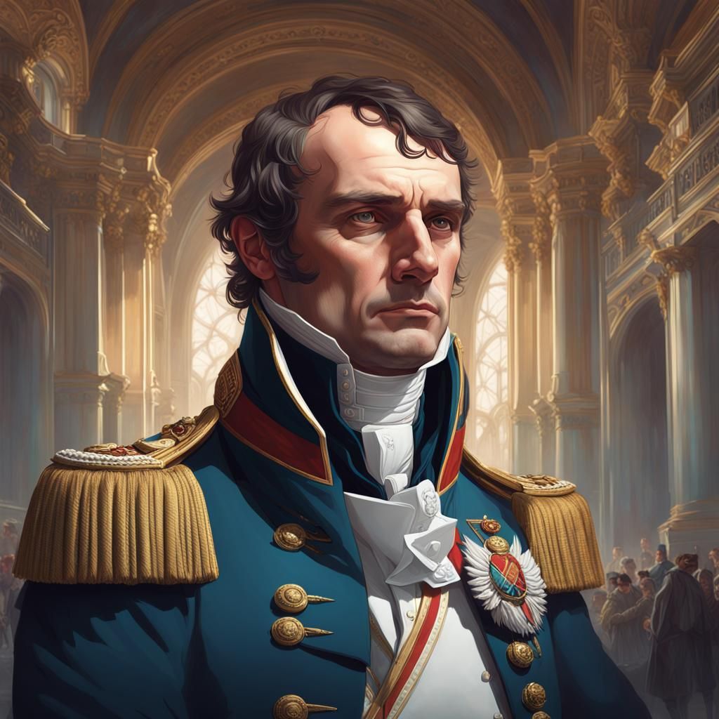 Napoleon - Napoleon Portrait in Hyperdetailed Art Nouveau St...