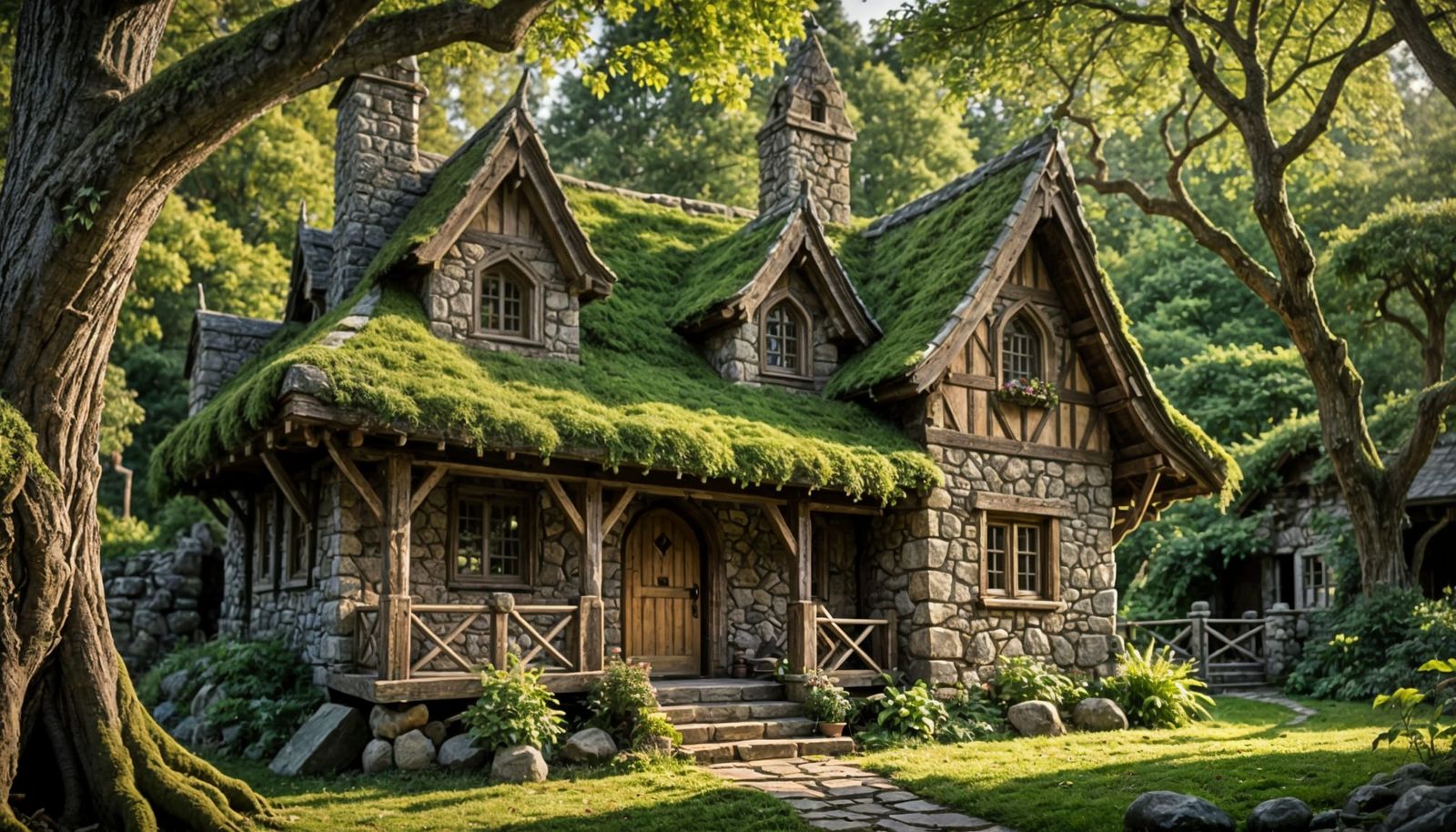 stone cottage in the woodland - Whimsical Elven Castle Cotta...