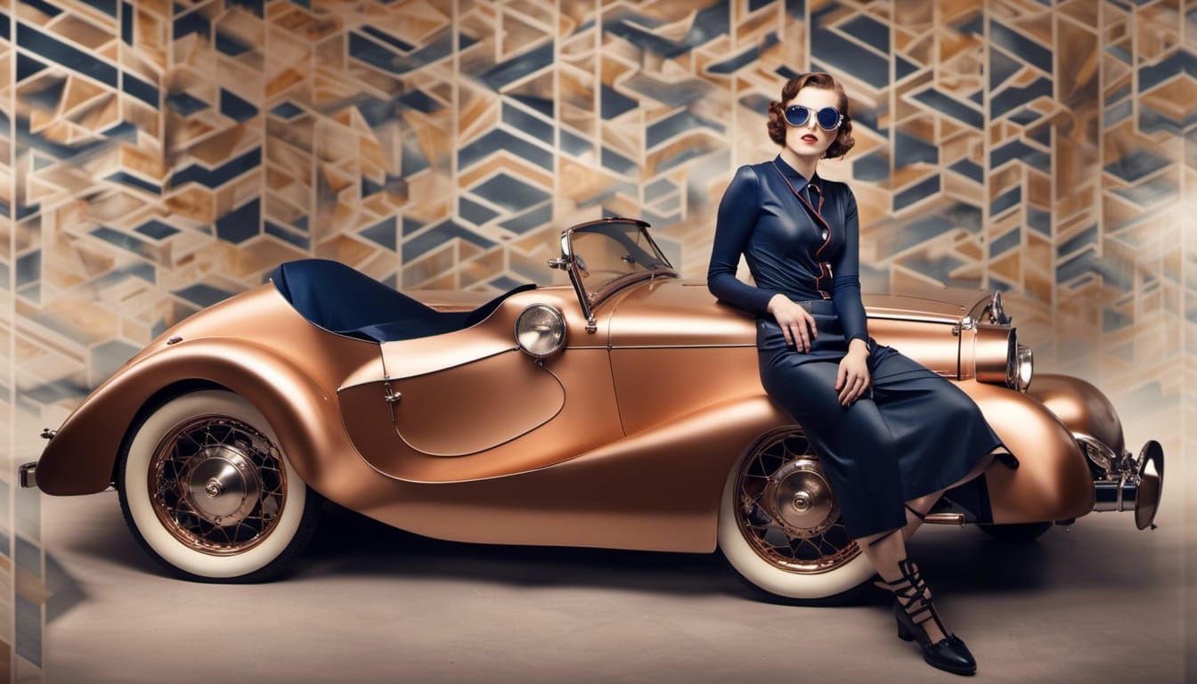 Classy decopunk girl (in color) - AI Generated Artwork - NightCafe Creator