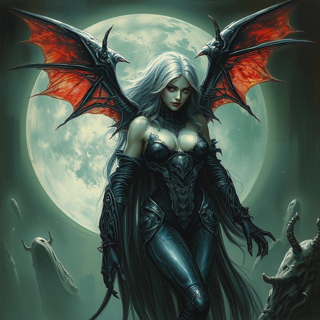 Futuristic Sci-Fi Space Vampire in Dark Style - AI Art