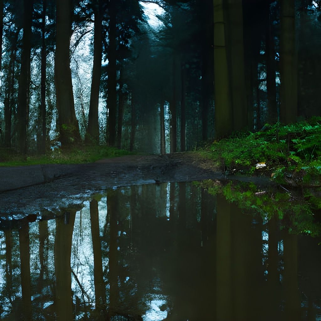 Muddy Forest Road - AI Generated Artwork - NightCafe Creator