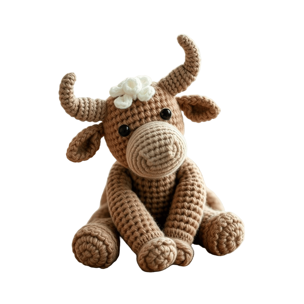 Hyper Realistic Highland Cow Crochet Sculpture - AI Art