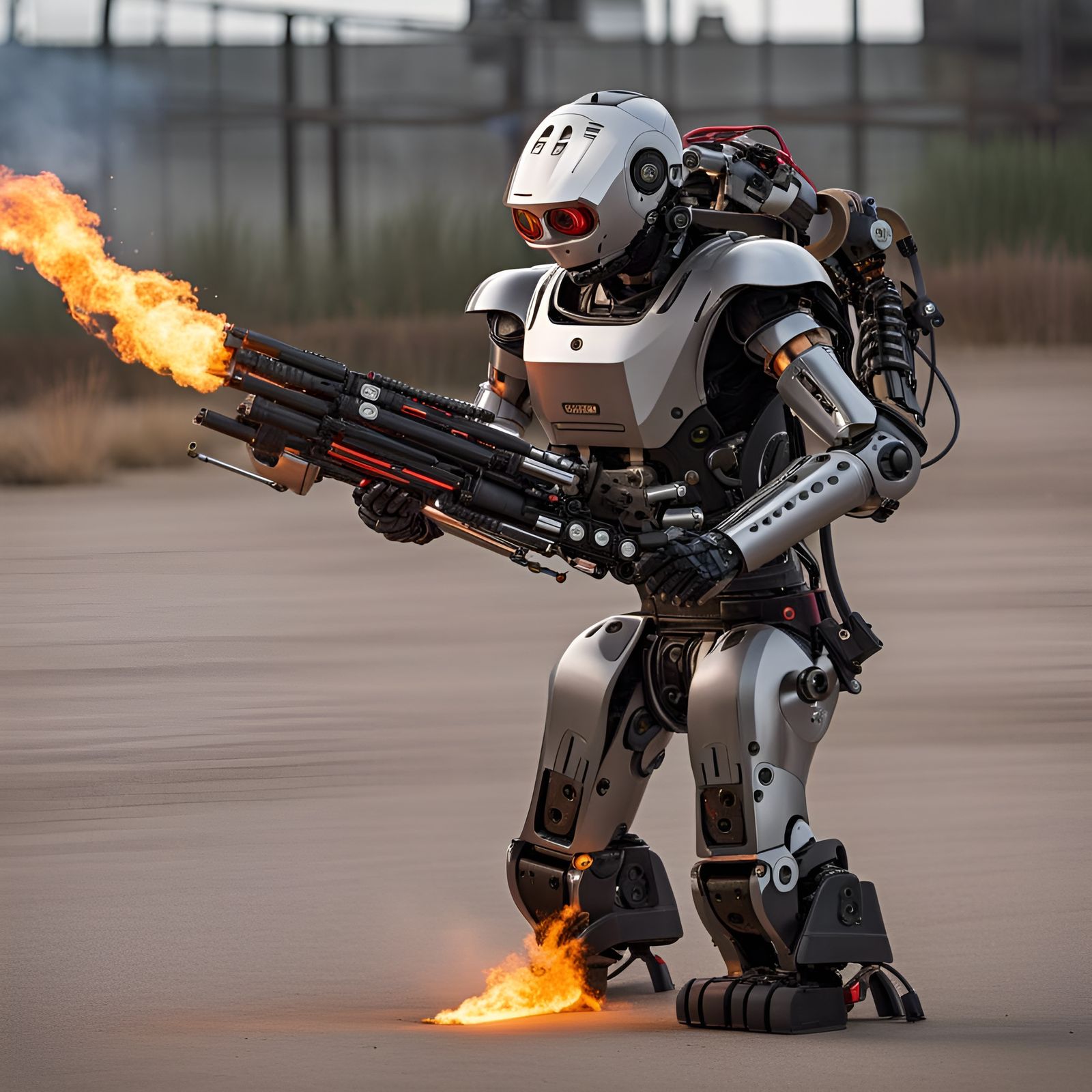Humanoid robot with a flamethrower - AI Generated Artwork - NightCafe ...
