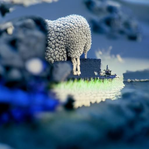 Navy Blue pixilated Sheep - AI Generated Artwork - NightCafe Creator