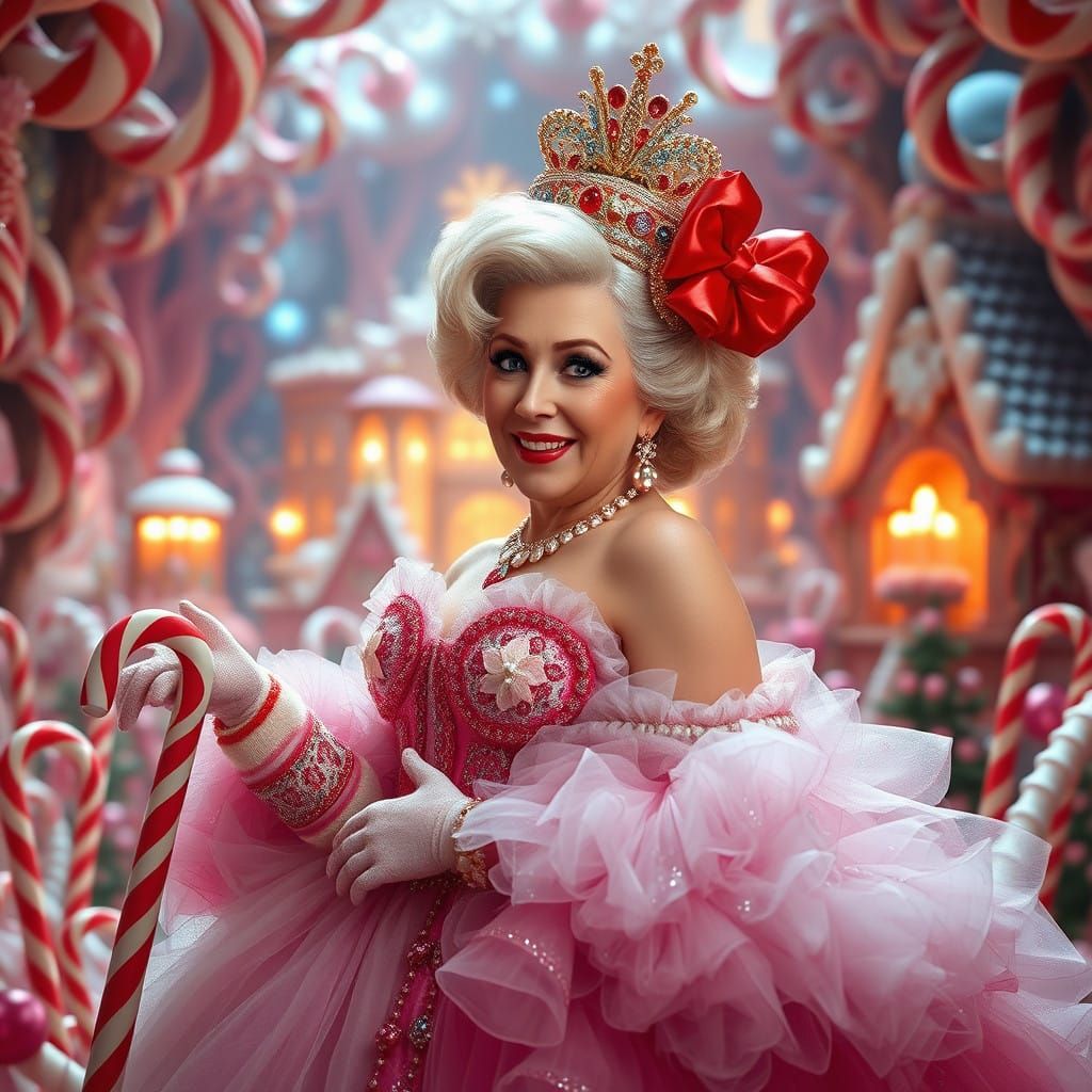 Youthful Bette Midler as Regal Kit Kat Queen in Wh... - AI Art