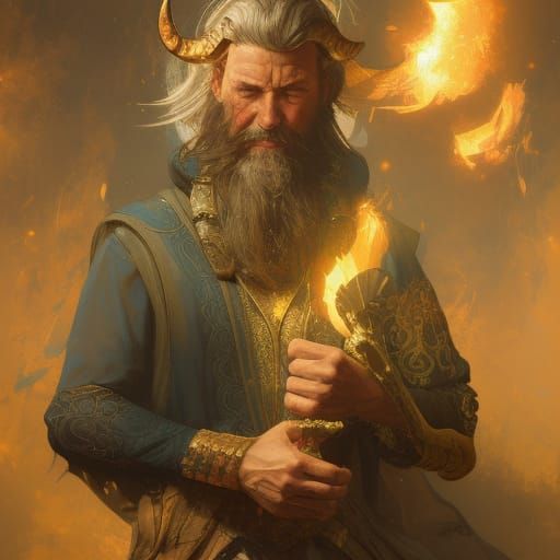 Tim the enchanter ; firing fireballs ; hyperdetailed ; photorealistic ...