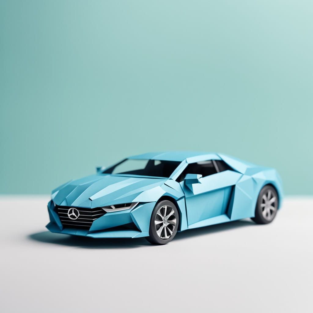 cool origami Mercedes - Origami Mercedes in Papercraft Style
