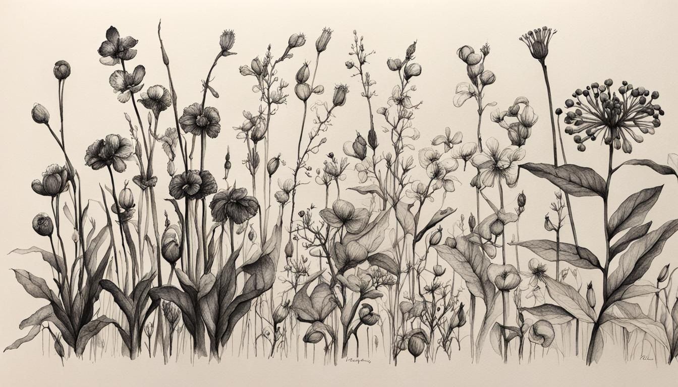 Botanical Ink Drawings - AI Generated Artwork - NightCafe Creator