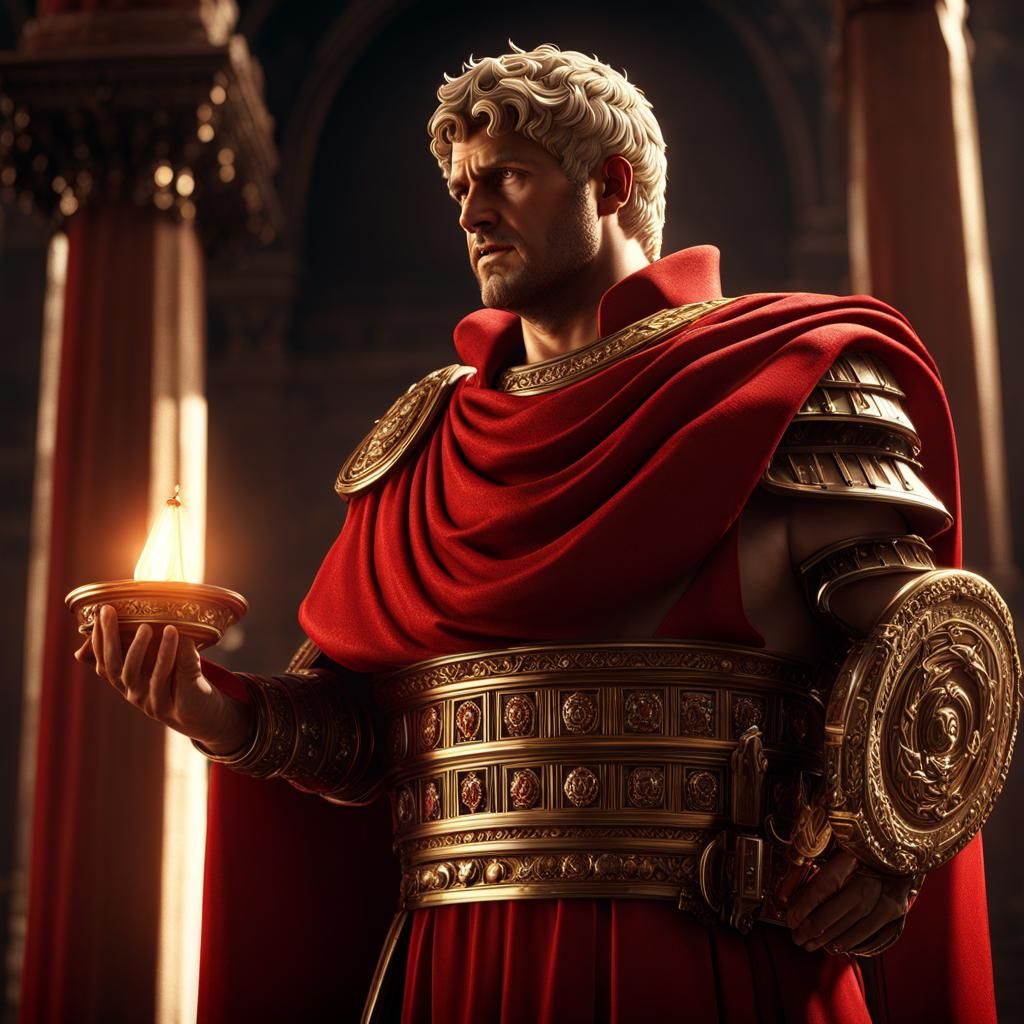 Roman Emperor, Red Toga, gives speech - AI Generated Artwork ...