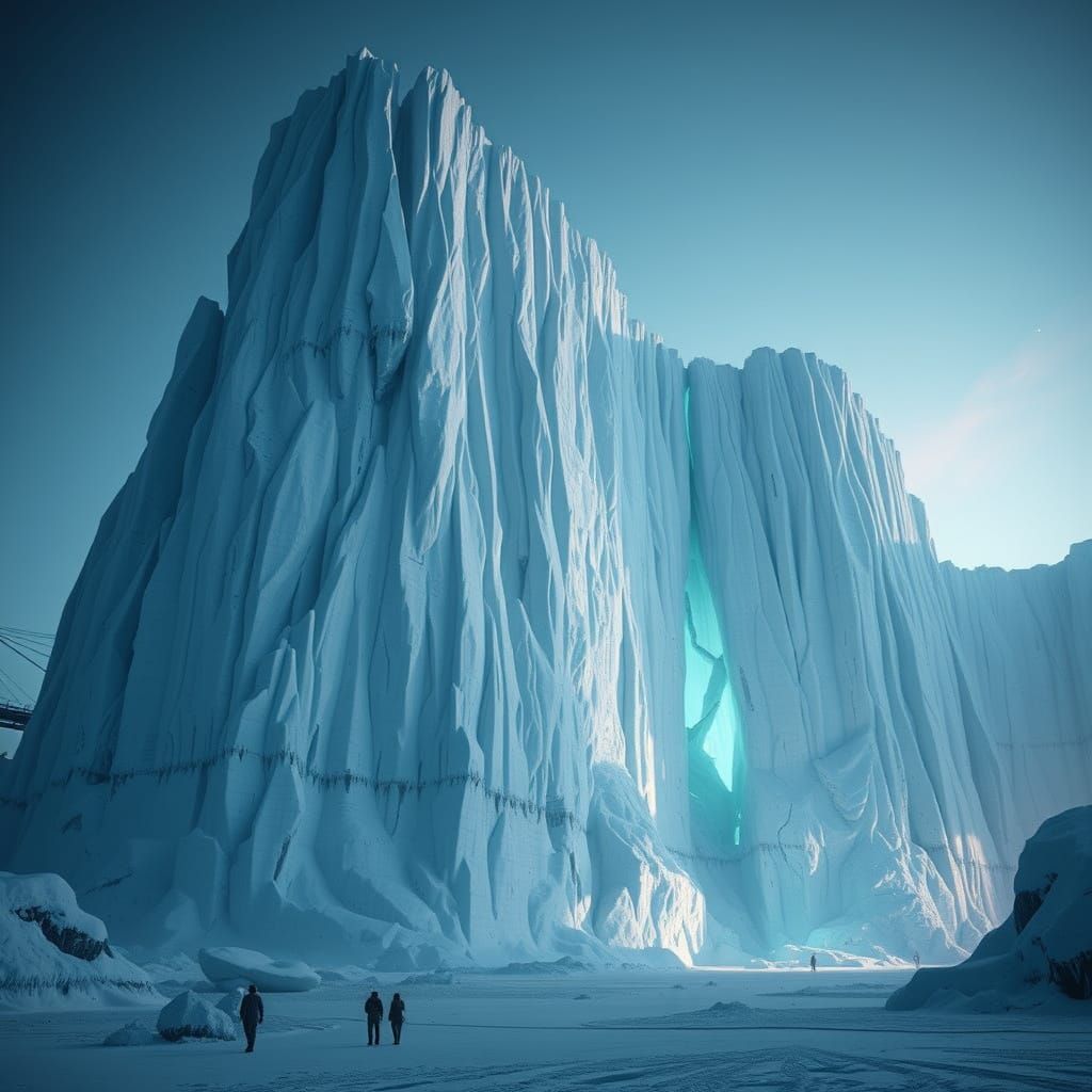 massive ice wall - Colossal Ice Wall with Ethereal Lightin...