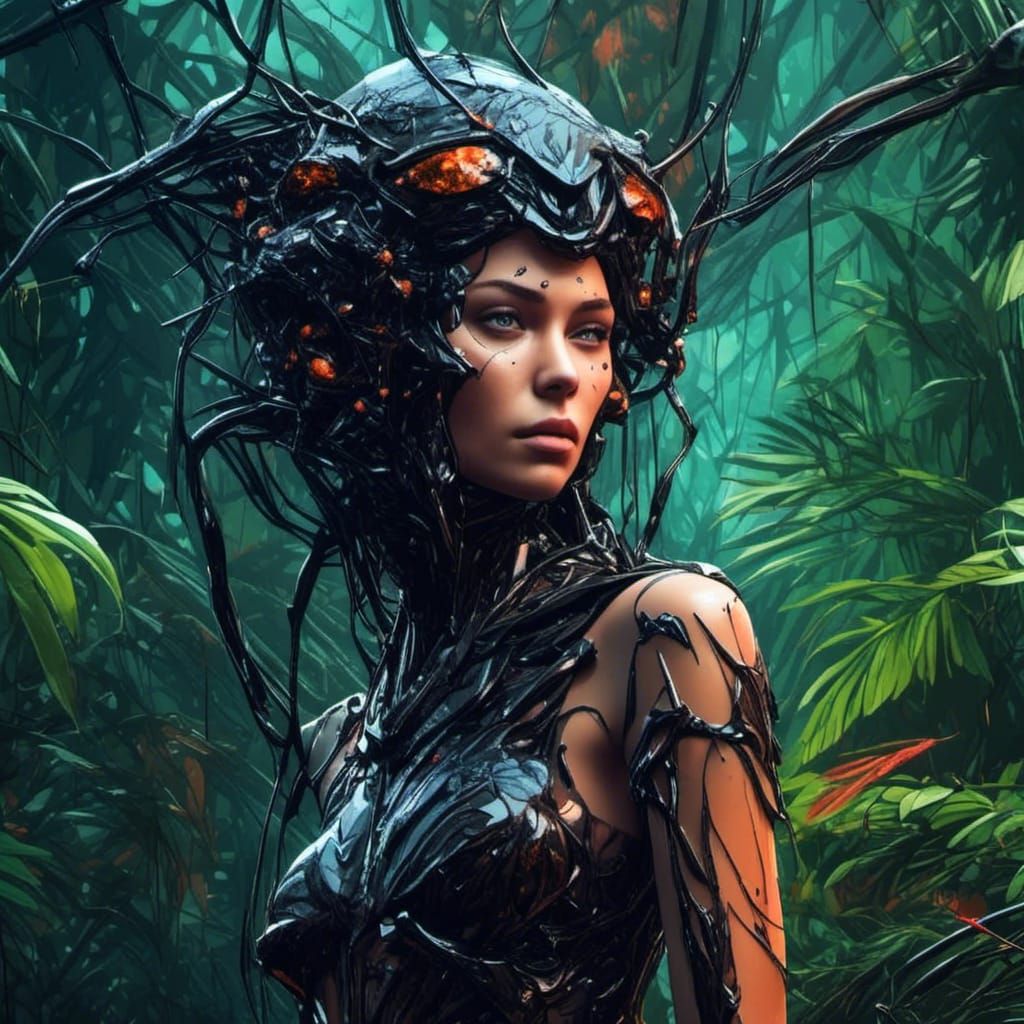 Alien Goddess in a Rainforest. - AI Generated Artwork - NightCafe Creator