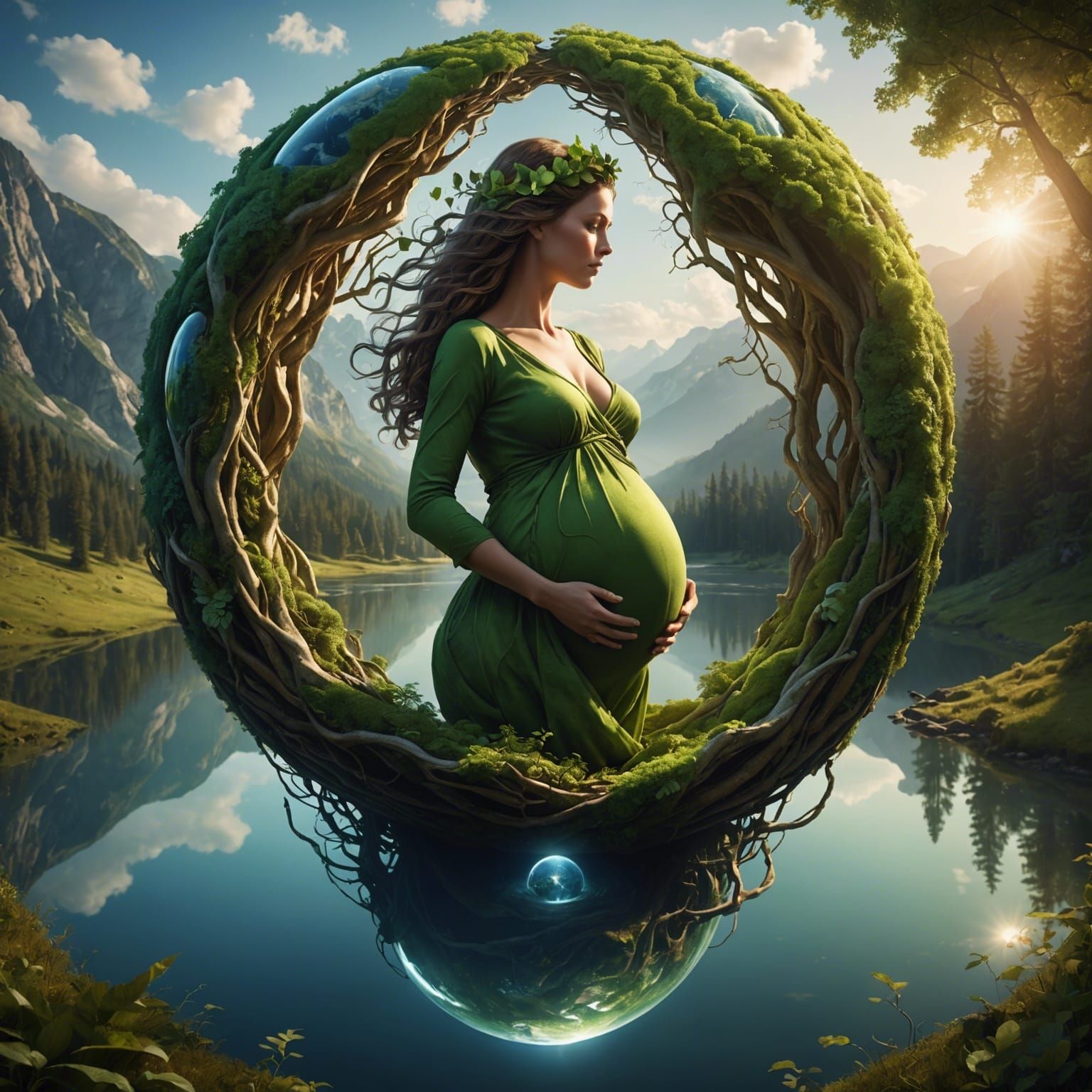 representation of mother nature pregnant, her womb represents the earth ...
