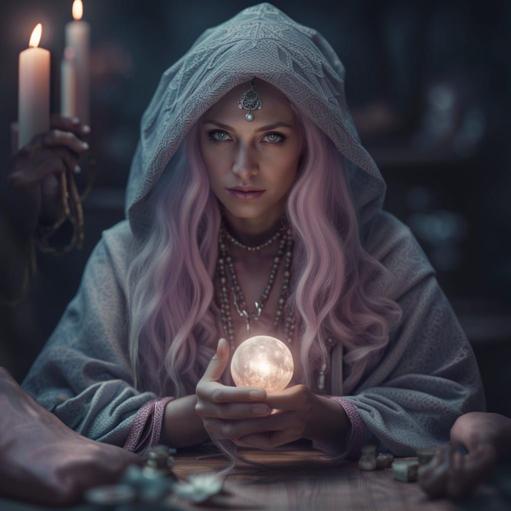 divination witch - pastel tones - AI Generated Artwork - NightCafe Creator