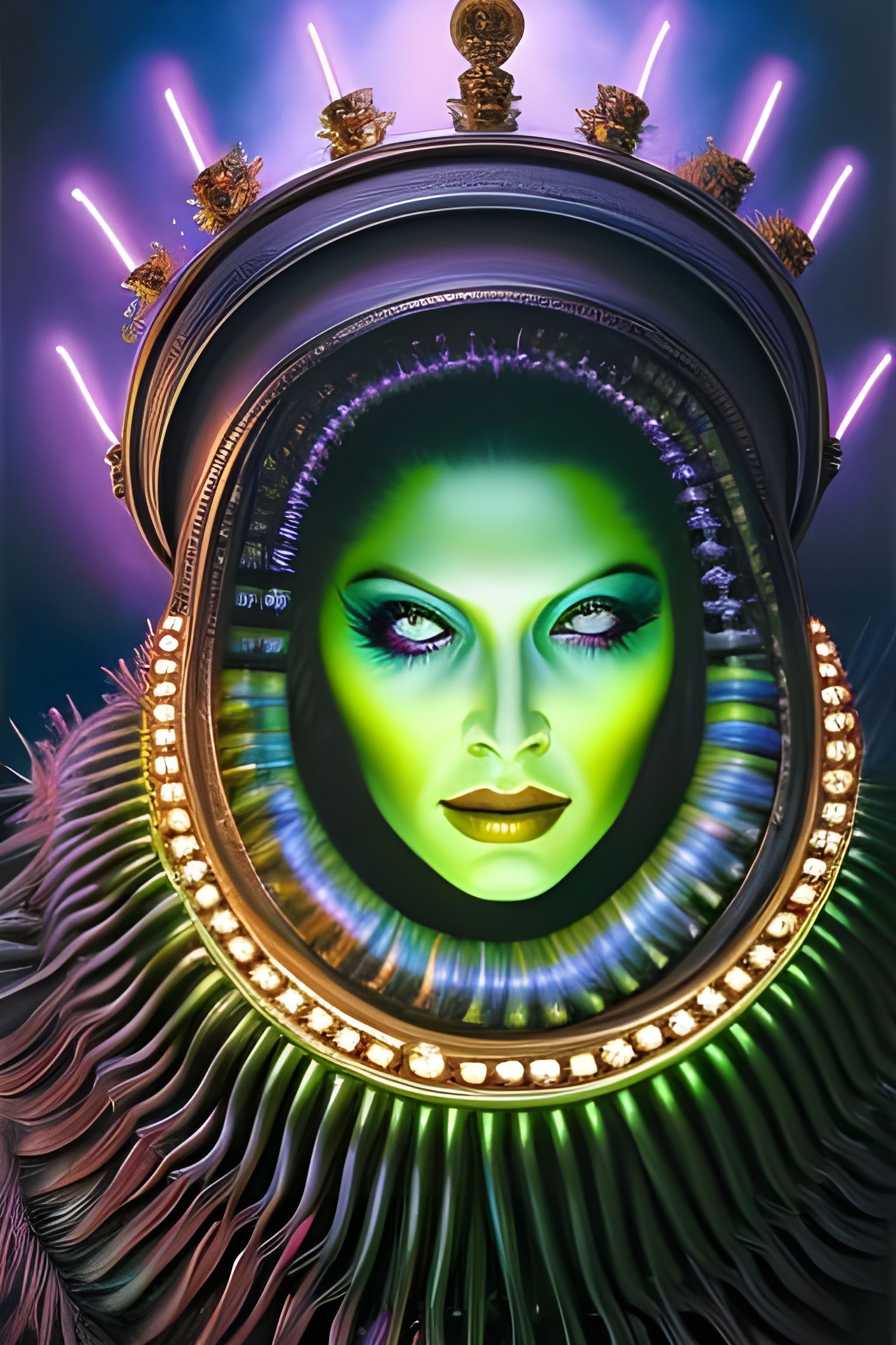 alien queen with glowing neon crown - AI Generated Artwork - NightCafe ...
