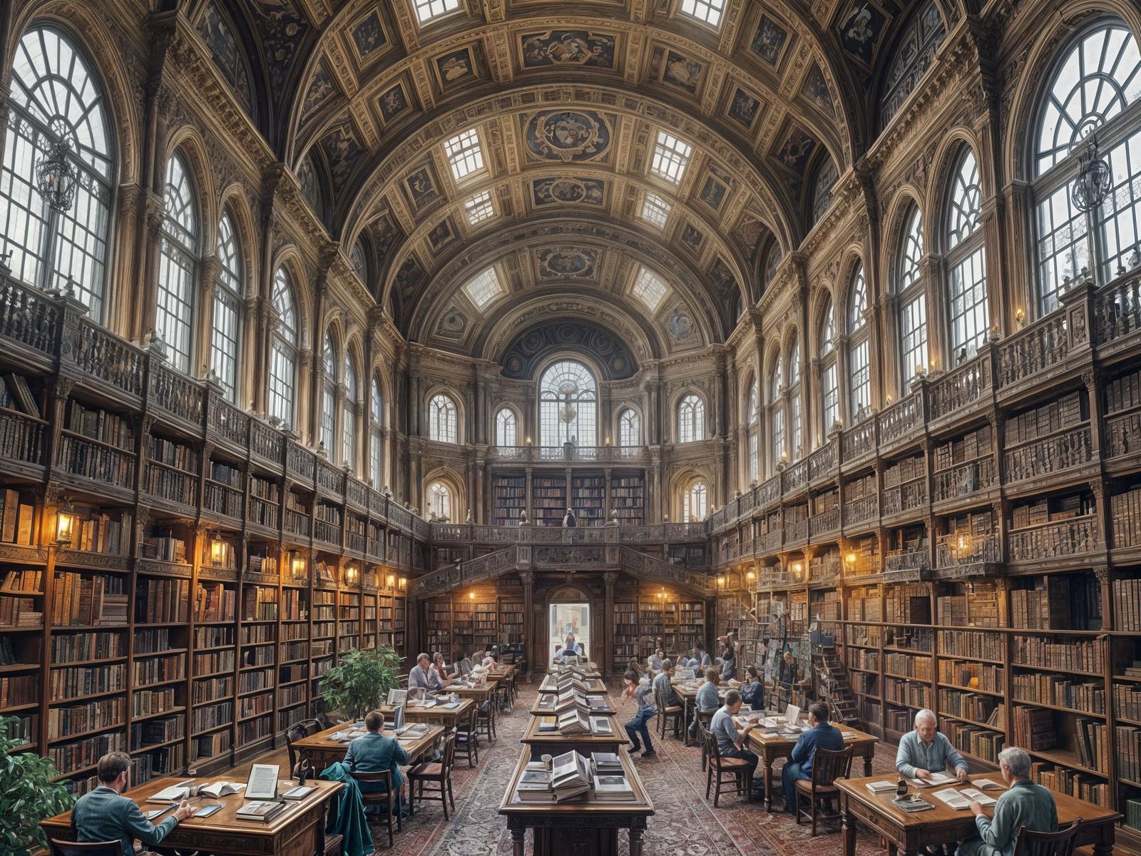 Modern Palace Library in Digital Art - AI Art