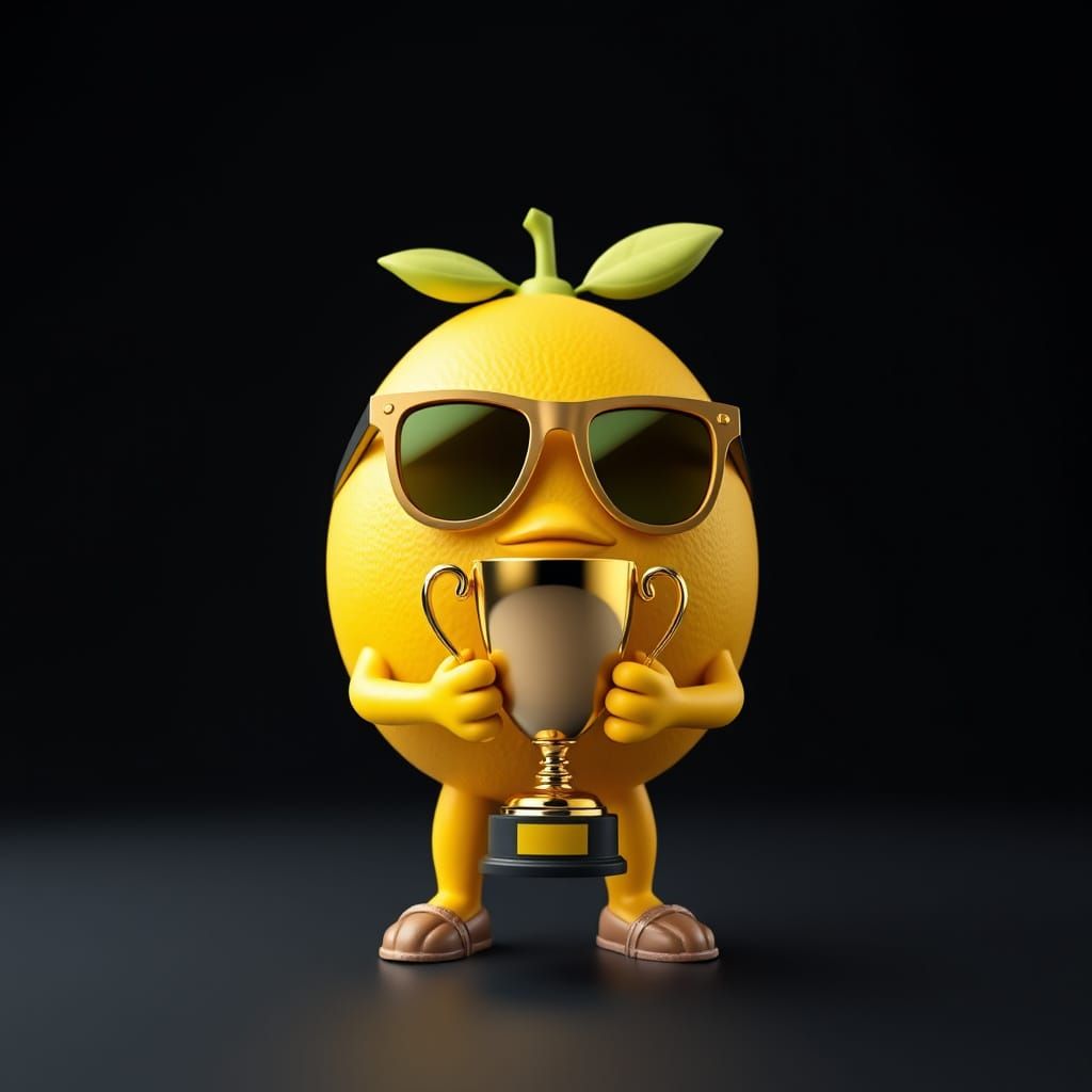 Champion Lemon Character in Trendy Gangster Sungla... - AI Art