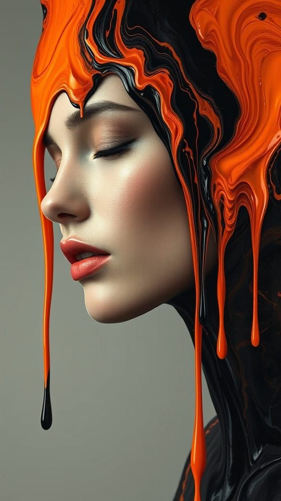Drip, Drip, Drip - Serene Face Transforms into Molten Orange...