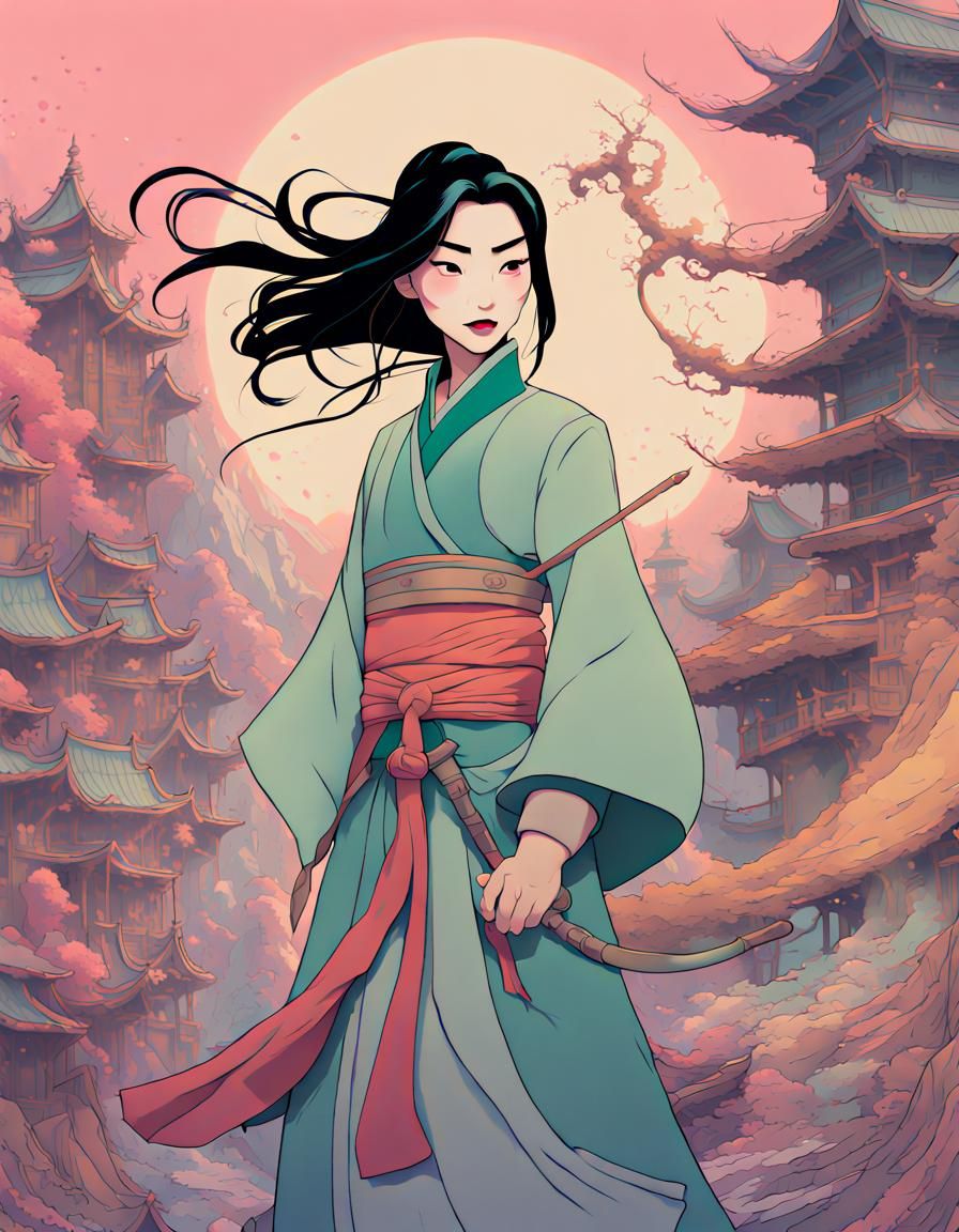 Pastel Color Palette picture of the Princess Mulan - AI Generated Artwork - NightCafe Creator