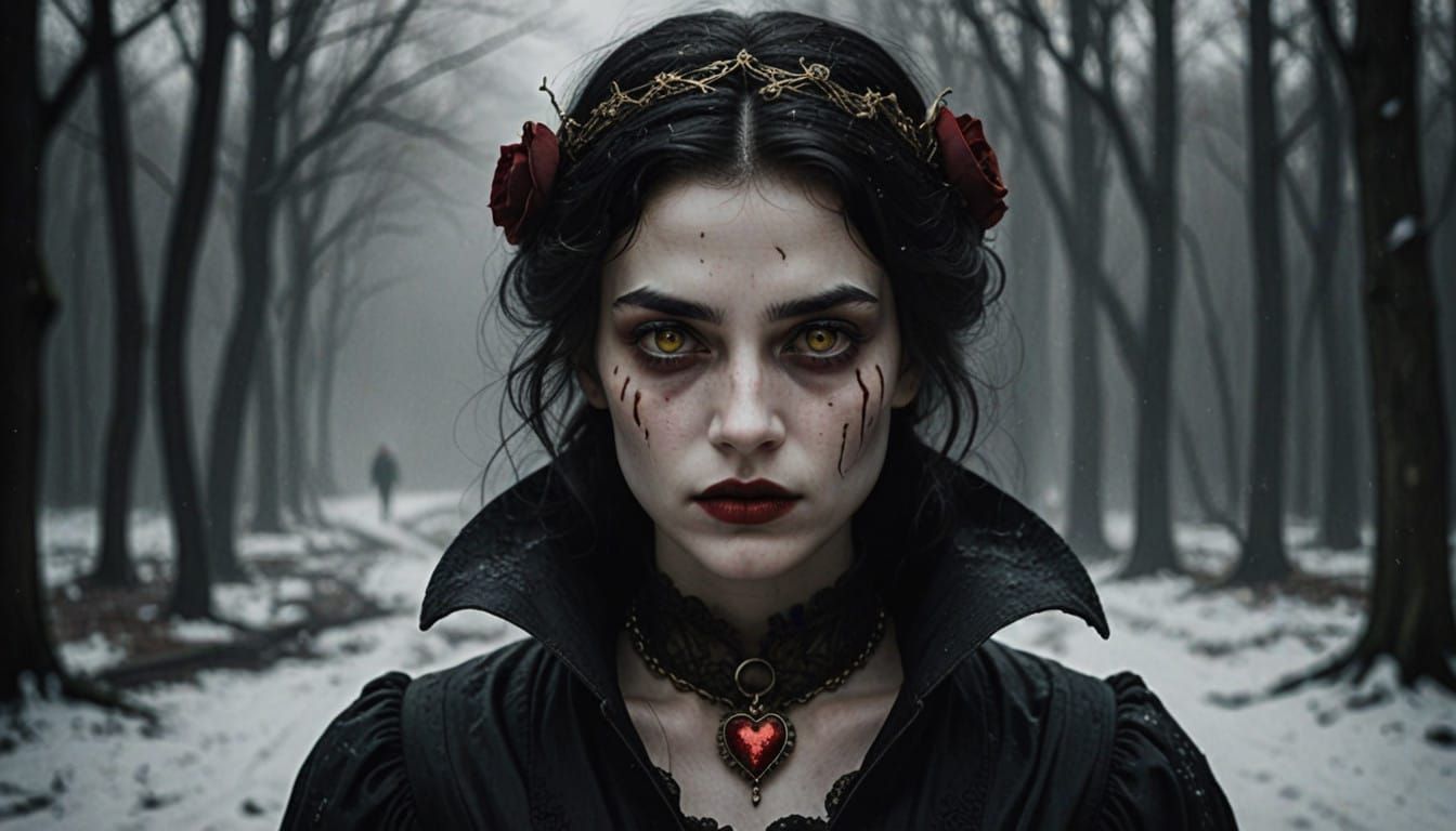 Ethereal Vampire Snow White Portrait in Dark Victo... - AI Art